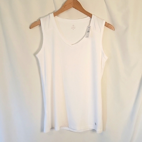 Talbots | Tops | Nwt Talbots White Vneck Size Medium Jersey Tank Top ...